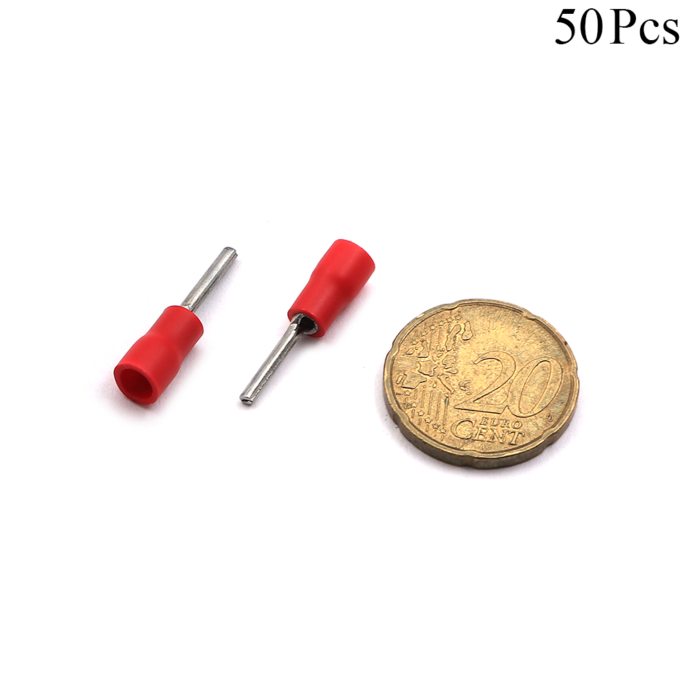 Cable Lugs Insulated | PTV1.25-12 | Pin | 0.5~1.5mm | Red | 50pcs ...